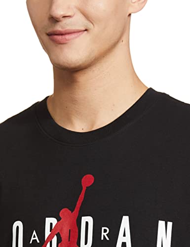 Jordan Men Short Sleeve Air Black/White/Red Wordmark T-Shirt - S