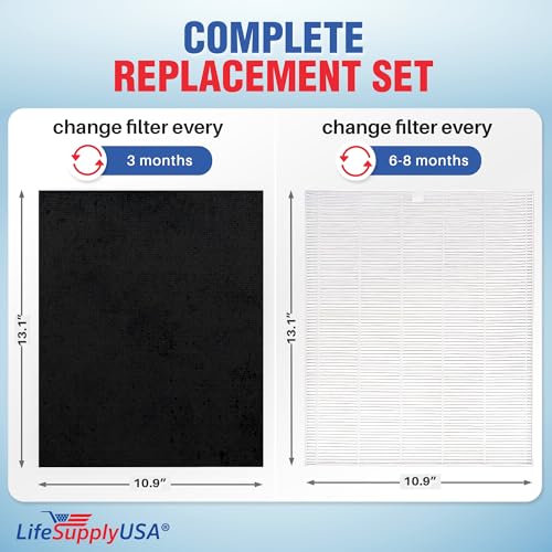LifeSupplyUSA True HEPA + 4 Carbon Replacement Filters Compatible with Winix 115115 Size 21 and Plasma Wave WAC5300, WAC5500, WAC6300, 5000, 5000b, 5300, 5500, 6300 & 9000