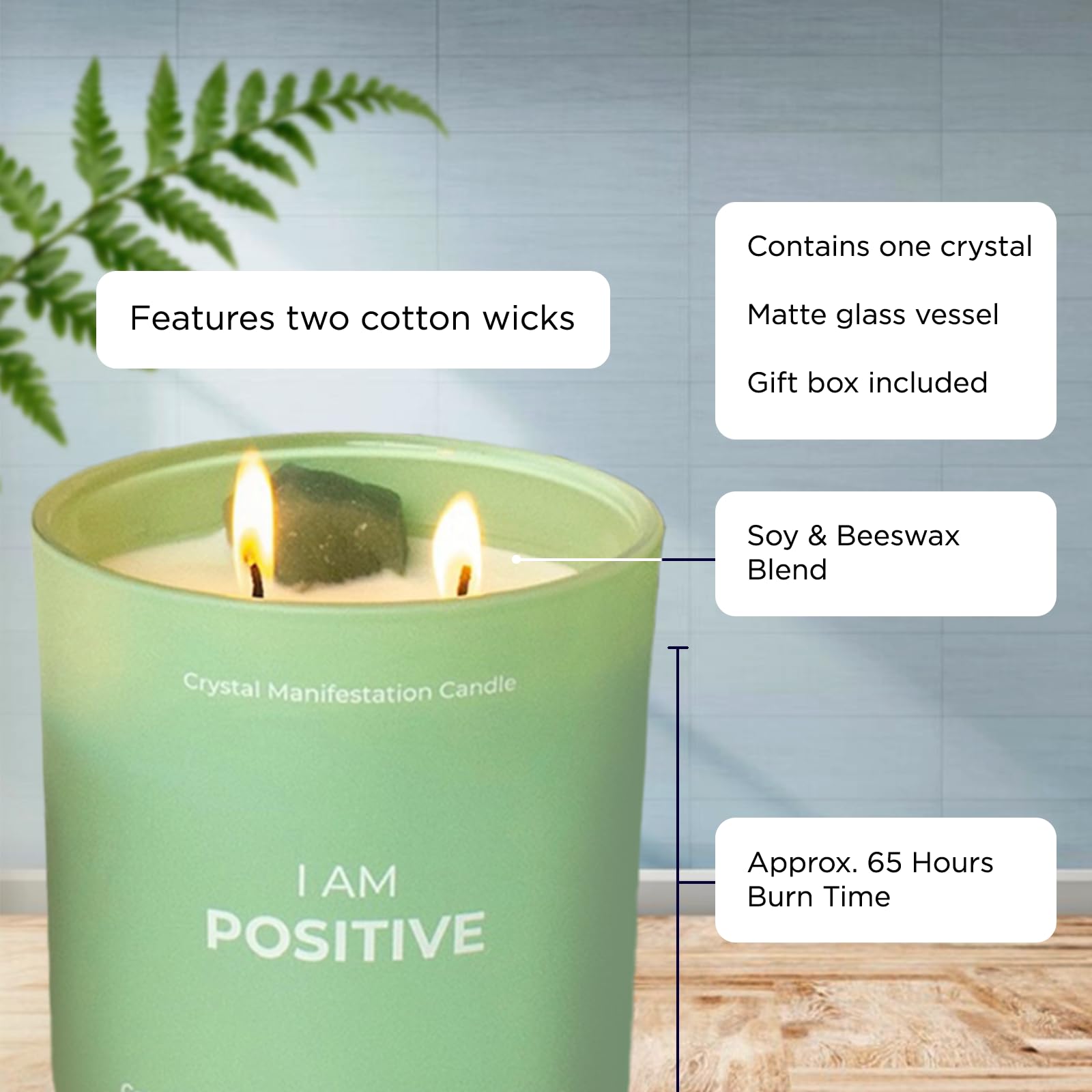 Jill & Ally Peace & Quiet Crystal Manifestation Candle - Grapefruit Scented with Amethyst, 14 oz, Approximately 65 Hours Burn Time, Foster Serenity and Tranquility
