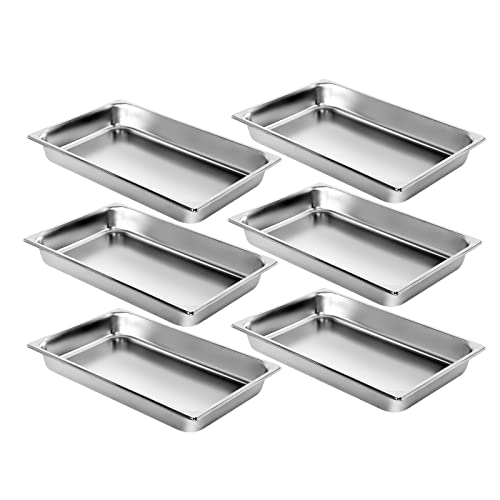 WantJoin Full Size Steam Table Pans, 6-Pack 2.5 Inch Deep Restaurant Steam Table Pans Commercial, Hotel Pan Made of 201 Gauge Stainless Steel