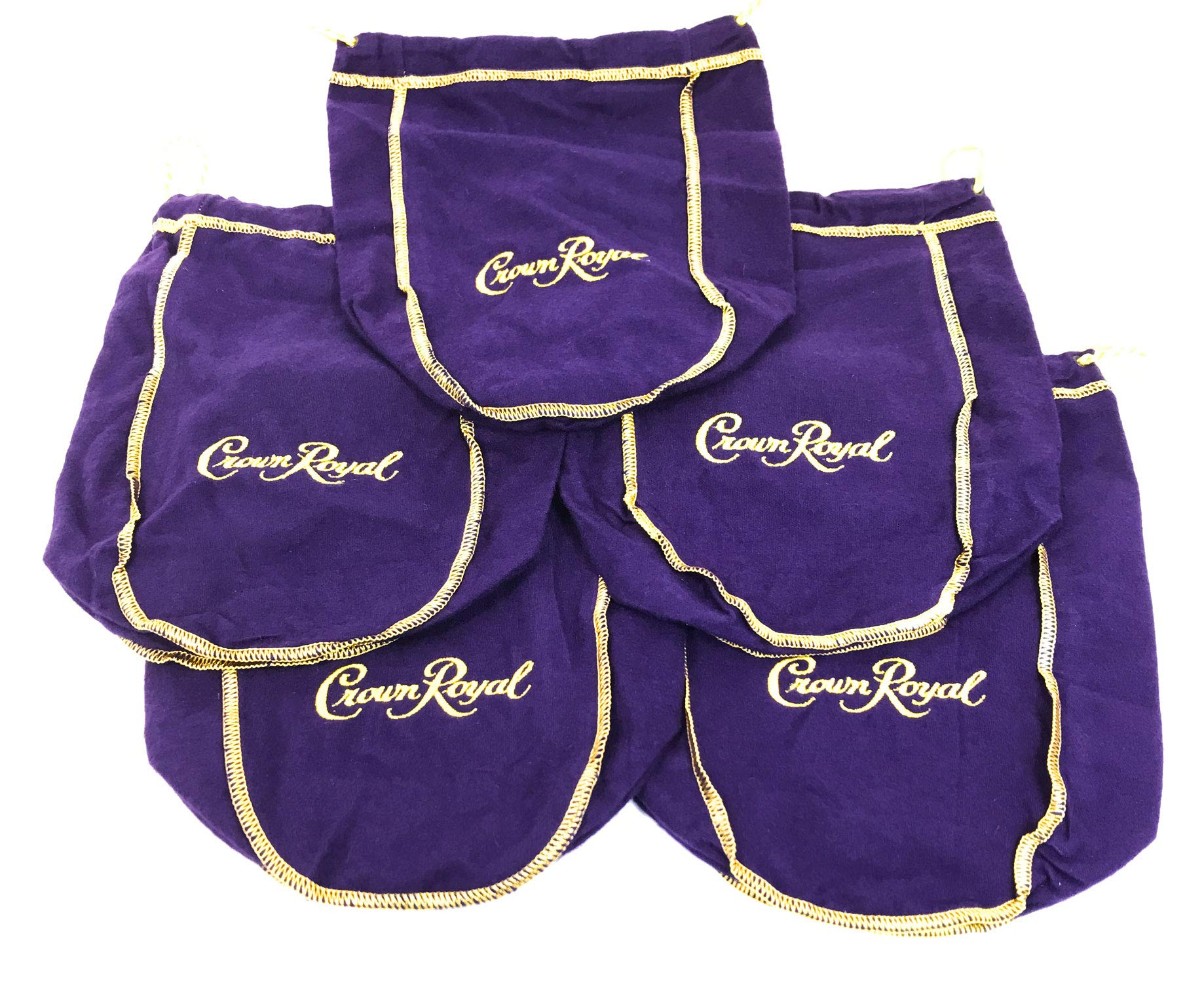 Pack of 5 Crown Royal Purple Bags w/ Gold Drawstring Perfect for Storage Gift Bags Shiftboot Carrying Dice or Games Bulk Felt Fabric for Sewing