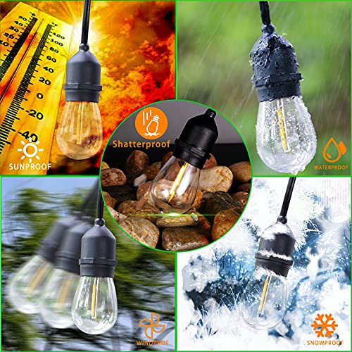 EIKOSON ๐๐๐ญ๐ป LED Outdoor String Lights with ๐ฎ๐ฐ Weatherproof Shatterproof Edison ๐ณ๐ฌ๐ซ ๐ฉ๐๐๐๐(2 ๐บ๐๐๐๐)๏ผCommercial Grade Waterproof Hanging Lights for Backyard Porch Balcony Party