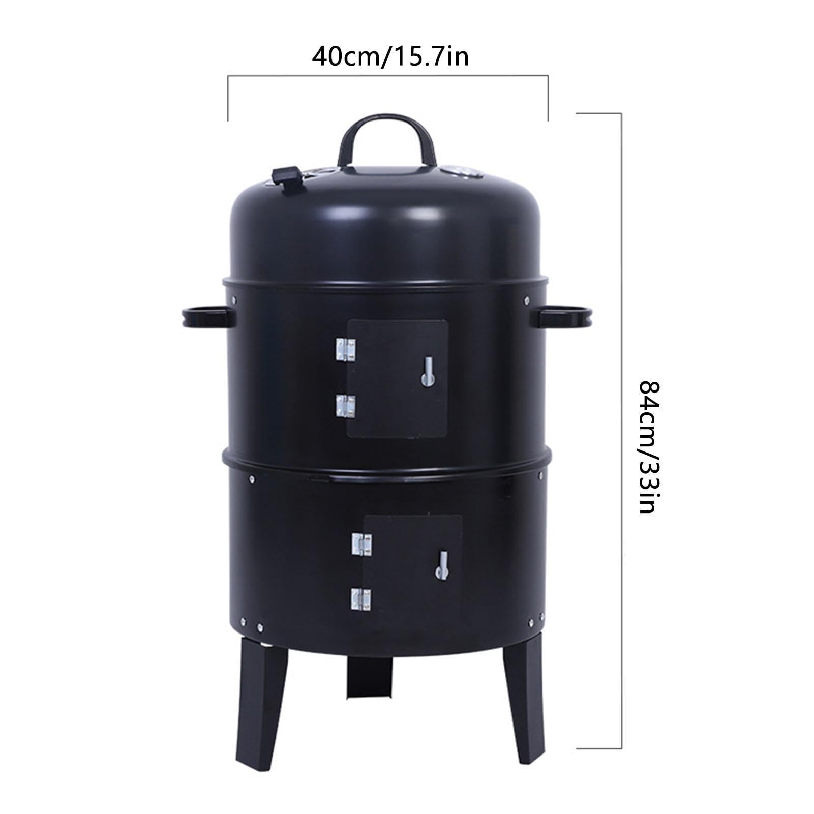 Charcoal BBQ Smoker, Enhanced Flavor BBQ Smoker, Fire Adjustment Smoker Grill with Three Dimensional Technology, 33.07 Inch Height Outdoor BBQ, Double Deck BBQ Smoker for Outdoor Cooking