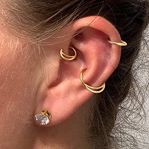 COCHARM 14K Solid Gold Septum Ring 16G 14K Yellow Gold Helix Hoop Earring 8MM Gold Septum Nose Ring Gold Septum Piercing Jewerly