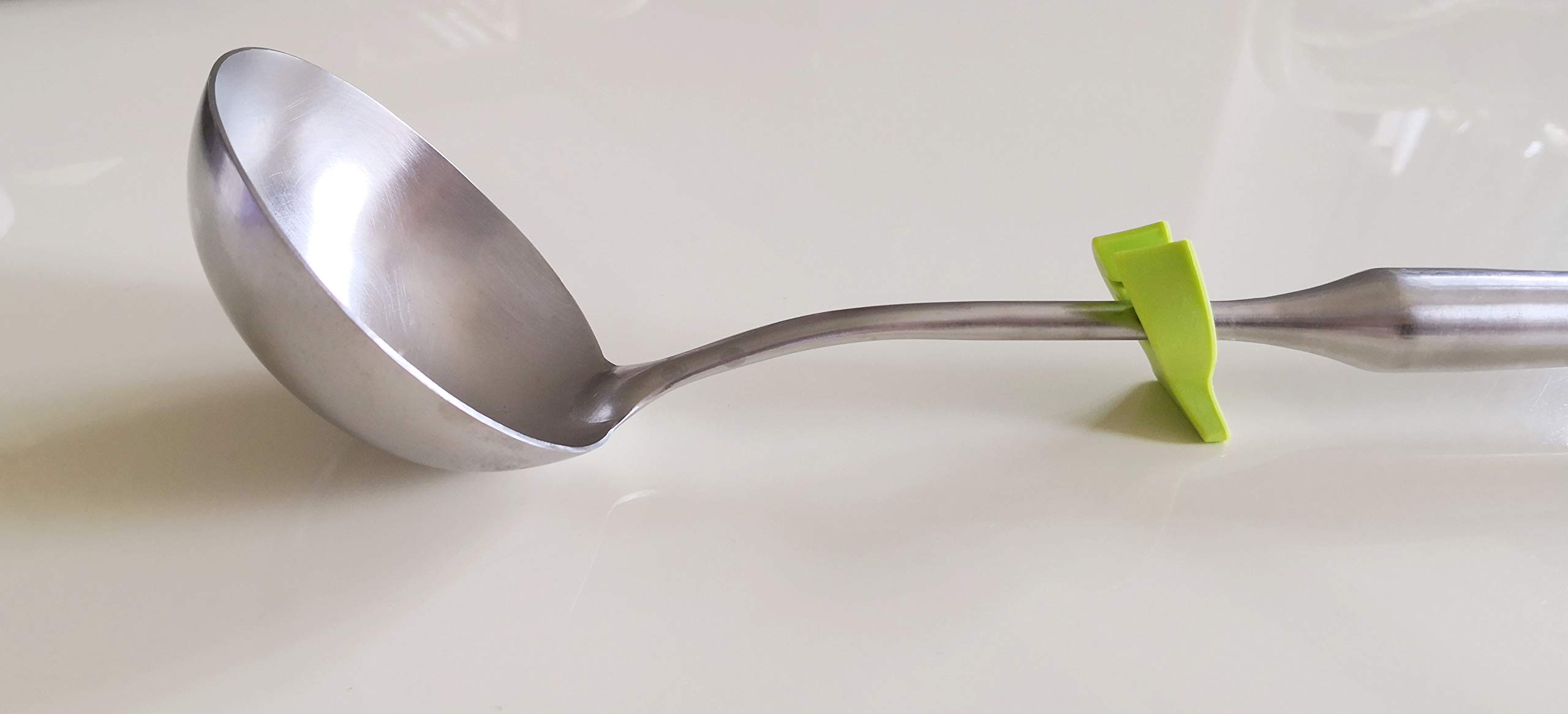 EIKS Set of 3 Clip-on Spoon Rests Clip Anti-Slip ladle Holder Handle Rest Utensils Keeper Heat Resistance Silicone for Kitchen Restaurant