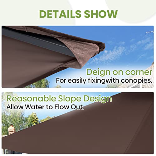 Grill Gazebo Replacement Canopy Top Roof, EasyLee 5x8 Canopy Top Cover, Double Tiered BBQ Gazebo Cover, Fits for Gazebo Models L-GG001PST and L-GZ238PST(Brown)