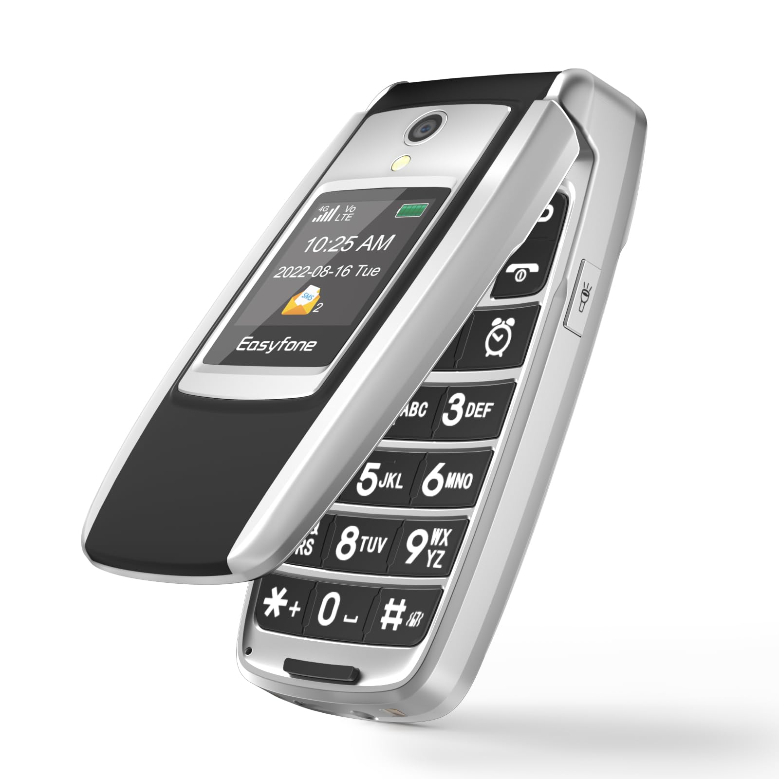 Easyfone T300 4G Big Button Flip Cell Phone for Seniors, Clear & Loud Sound and Hearing aid Compatible, SOS Button, SIM Card Included, Big Battery with a Charging Dock, FCC Certified (Black)