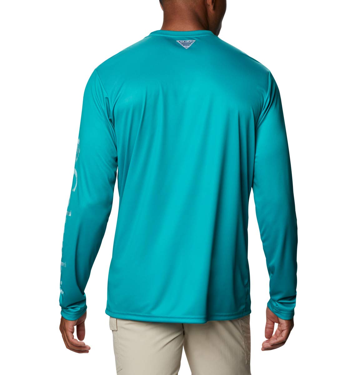 Columbia Men's Terminal Tackle PFG Sleeve Long Sleeve Shirt, Tropic Water/Dolphin Realtree Mako, Medium