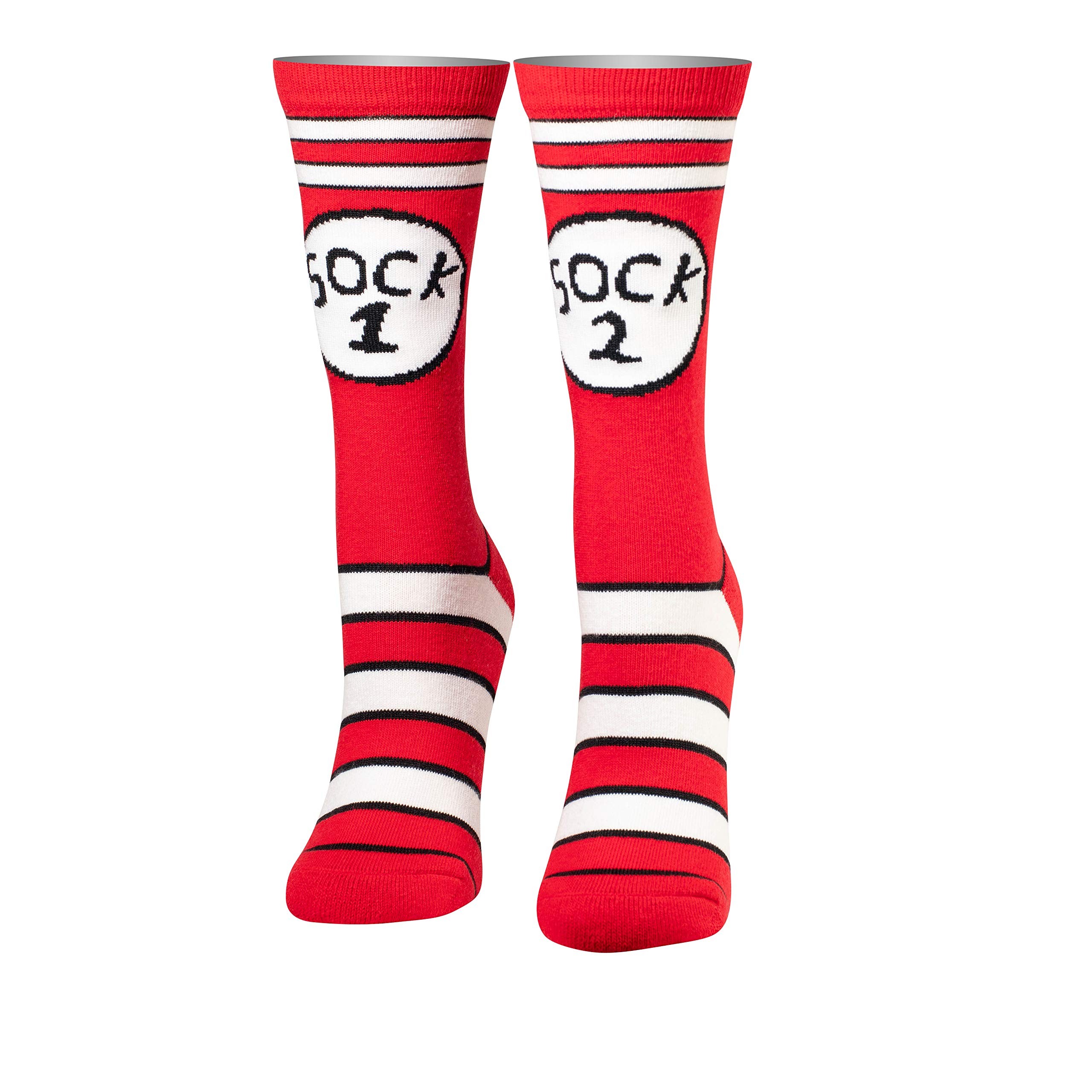 Cool Socks Novelty Crew Socks Women's Dr. Seuss Sock 1 Sock 2, Graphic Print, Large