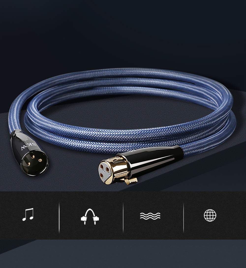 SKW Single OFC Balanced XLR Male to XLR Female 3 PIN Microphone Cable (3.2ft, 1M)