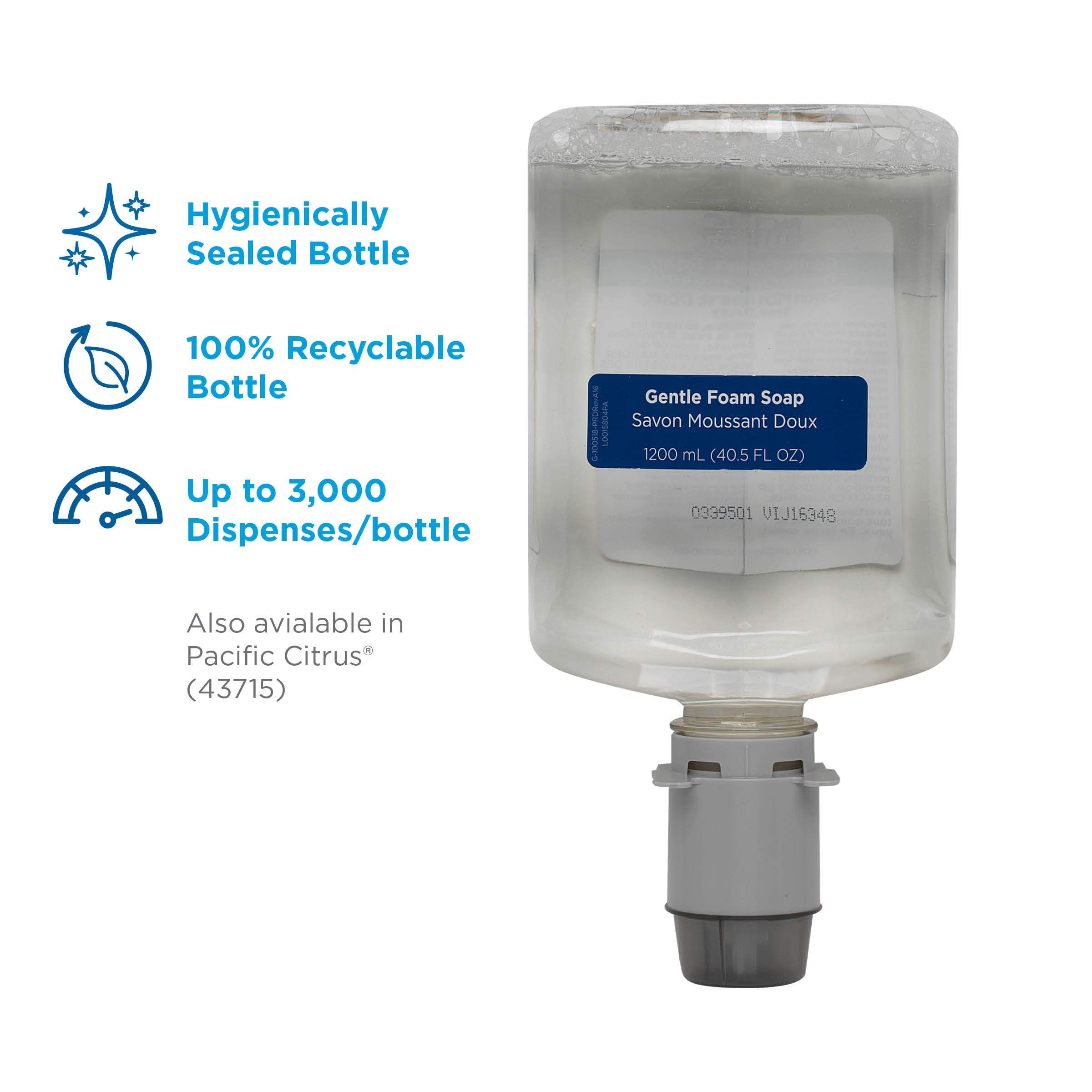 Pacific Blue Ultra Gentle Foam Hand Soap Refill (43714), Compatible Only With Pacific Blue Ultra Manual Dispenser, Dye and Fragrance-Free, 40.5 FL OZ, 4 Refills Per Case
