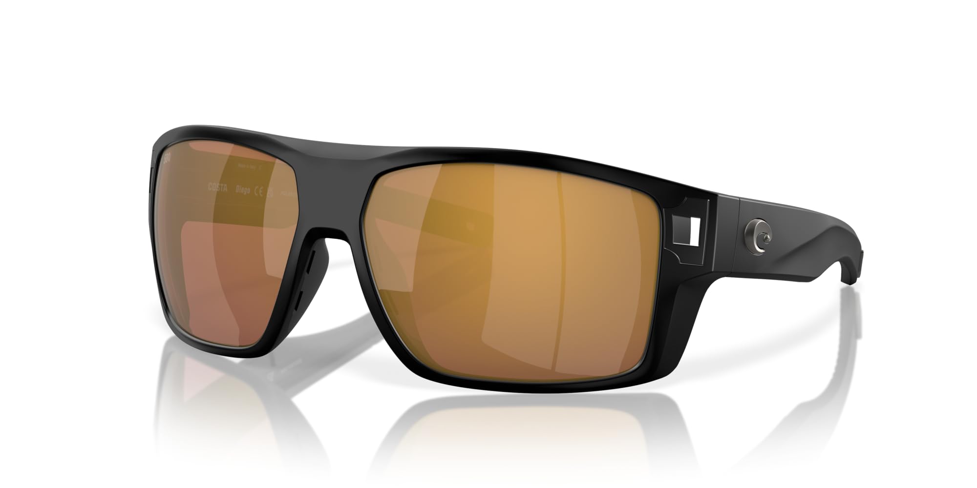 Costa Del Mar Mens Diego Rectangular Sunglasses, Matte USA Grey/Blue Mirrored Polarized-580G, 62 mm