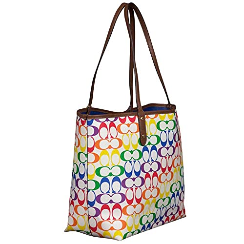 COACH Signture Rainbow Reversible Leather Tote Purse - #2463