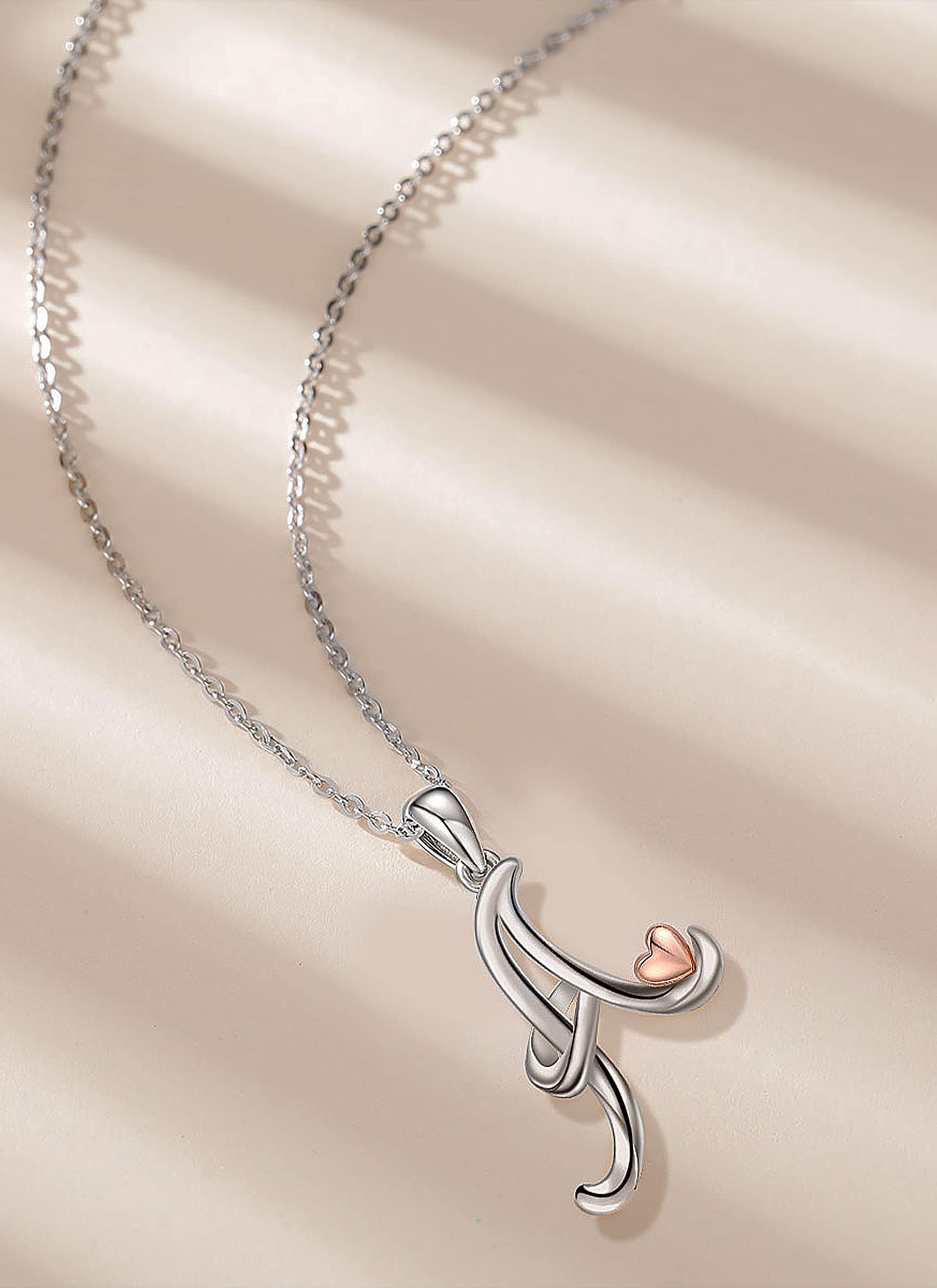 CELESTIA Gifts for Women Sterling Silver Initial Necklaces for Women Letter Pendant A Monogram Necklaces Alphabet Heart Initial Jewelry