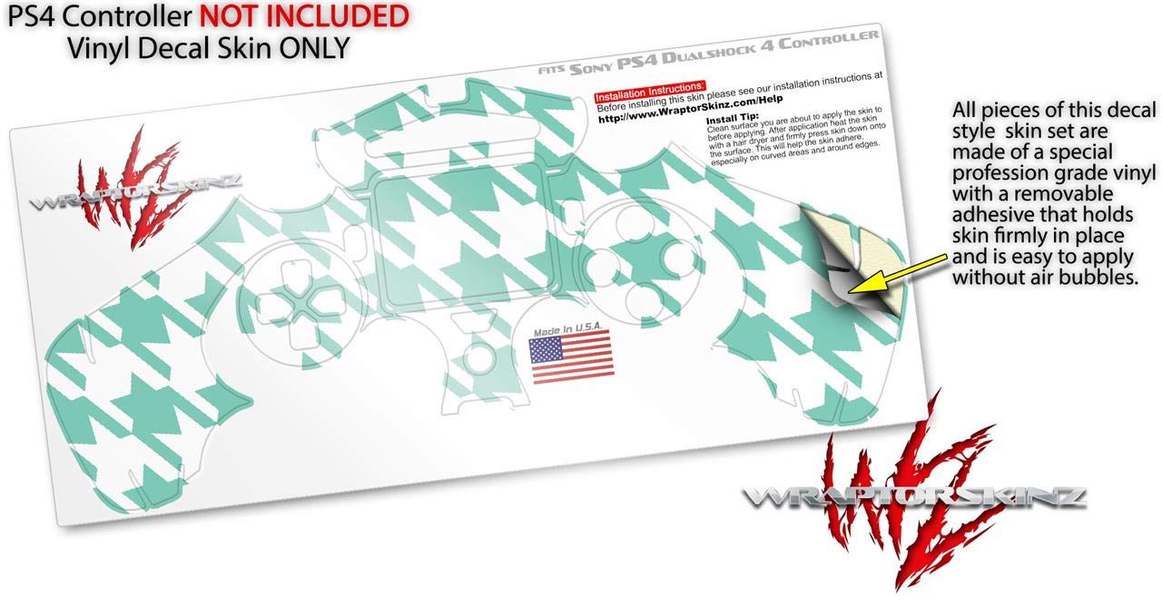 WraptorSkinz Skin Compatible with Sony PS4 Dualshock Controller PlayStation 4 Original Slim and Pro Houndstooth Seafoam Green (Controller NOT Included)