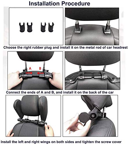 Car Side Headrest Pillow Head Neck Support On Both Sides Protect Neck Pillow Detachable 180 Degree Adjustable Travel Sleeping Suitable for Kids Adults