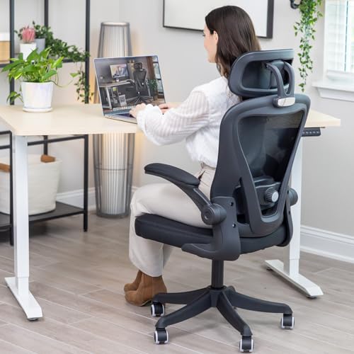 SeekFancy Ergonomic Office Chair M903, High Back Computer Desk Chair with Wheels, Comfy Mesh Office Chair with Adjustable Lumbar Support & Headrest, Black Swivel Executive Managerial Task Chair