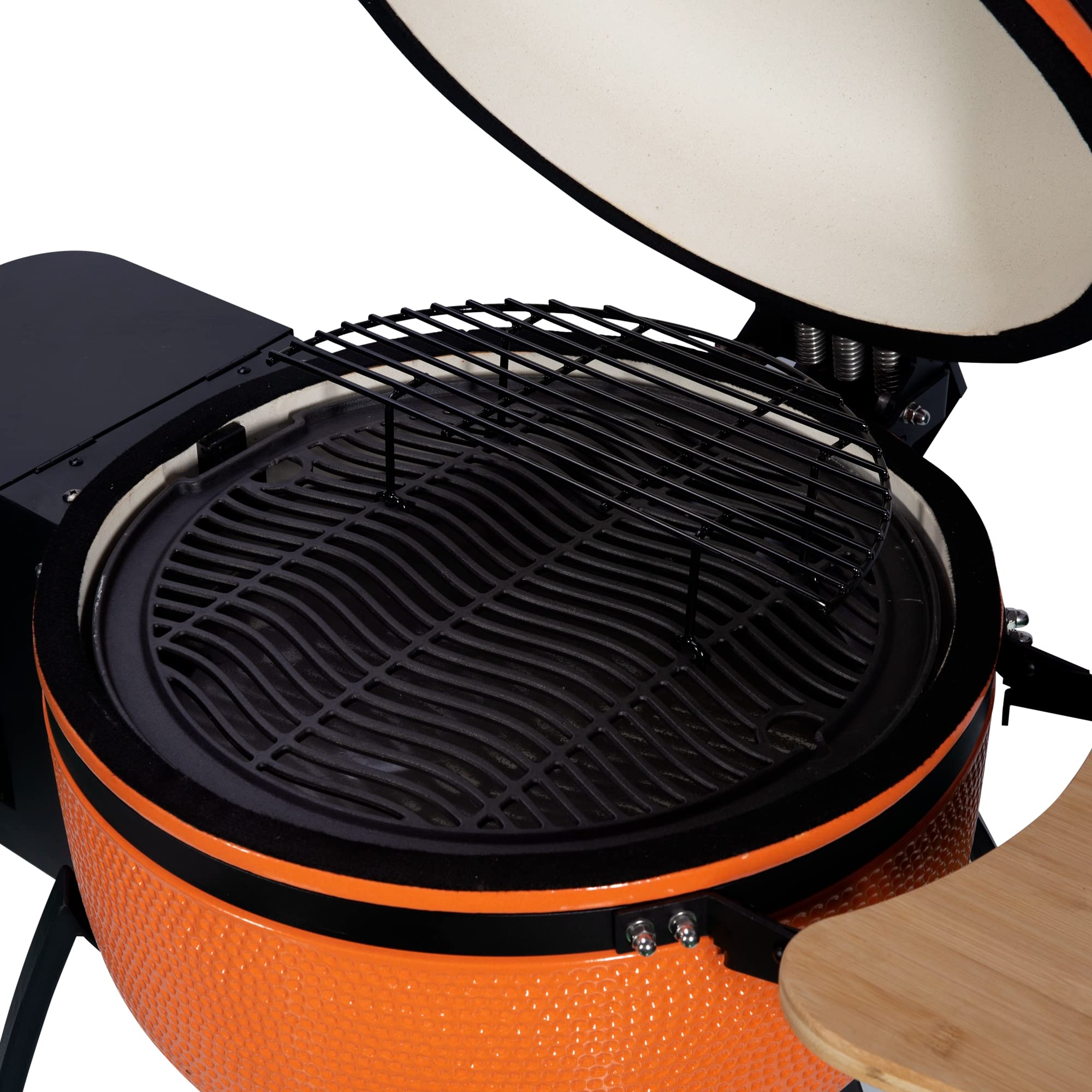Charcoal Grills 24 "Ceramic Pellet Grill with 19.6" diameter Gridiron Double Ceramic Liner 4-in-1 Smoked Roasted BBQ Pan-roasted for Outdoors Patio (Orange)