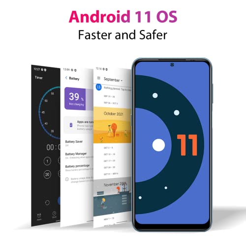Ulefone Note 13P Unlocked Smartphones NFC, 6.5β FHD+ Display, 4GB+64GB, Android 11, 5180mAh, 20MP Main Rear Camera, Face Recognition, PPI & GPS Unlocked Cell Phone (Blue)