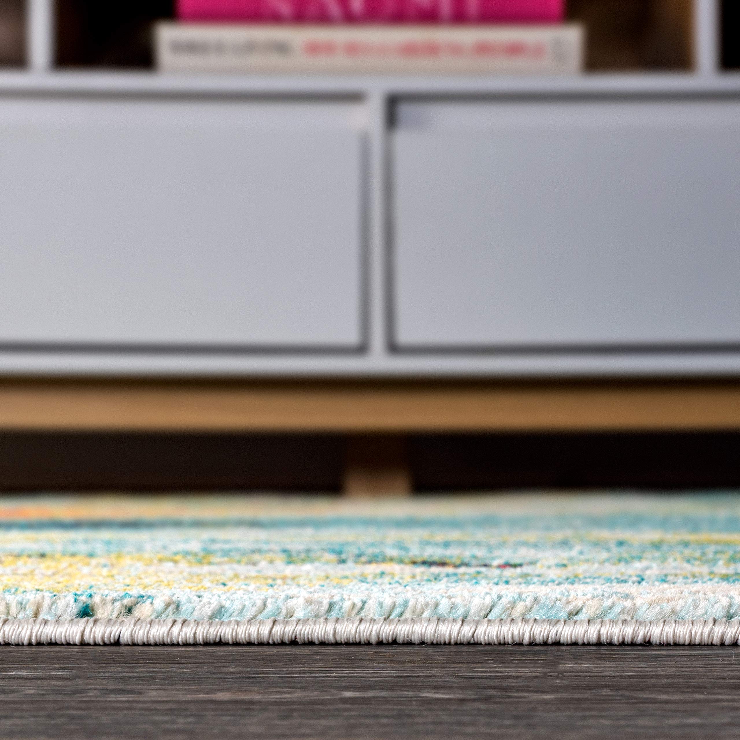 JONATHAN Y CTP100A-8 Contemporary POP Modern Abstract Waterfall Blue/Cream 8 ft. x 10 ft. Area-Rug, Bohemian, Easy-Cleaning, for Bedroom, Kitchen, Living Room, Non Shedding