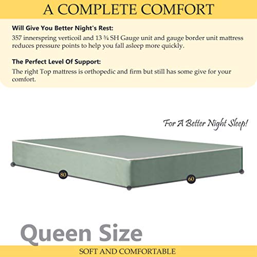 Mayton 8-Inch Firm Double sided Tight top Waterproof Vinyl Innerspring Mattress 8" Wood Box Spring/Foundation Set, With Frame, Queen