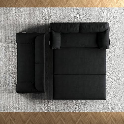 ERYE Oversized 3 in 1 Loveseat Sleeper Sofa Bed,Queen Size Love Seats W/Pull Out Couch and Padded Armrests Convertible Spacious Sofabed with Side Storage Pocket for Home Office Apartment Living Room