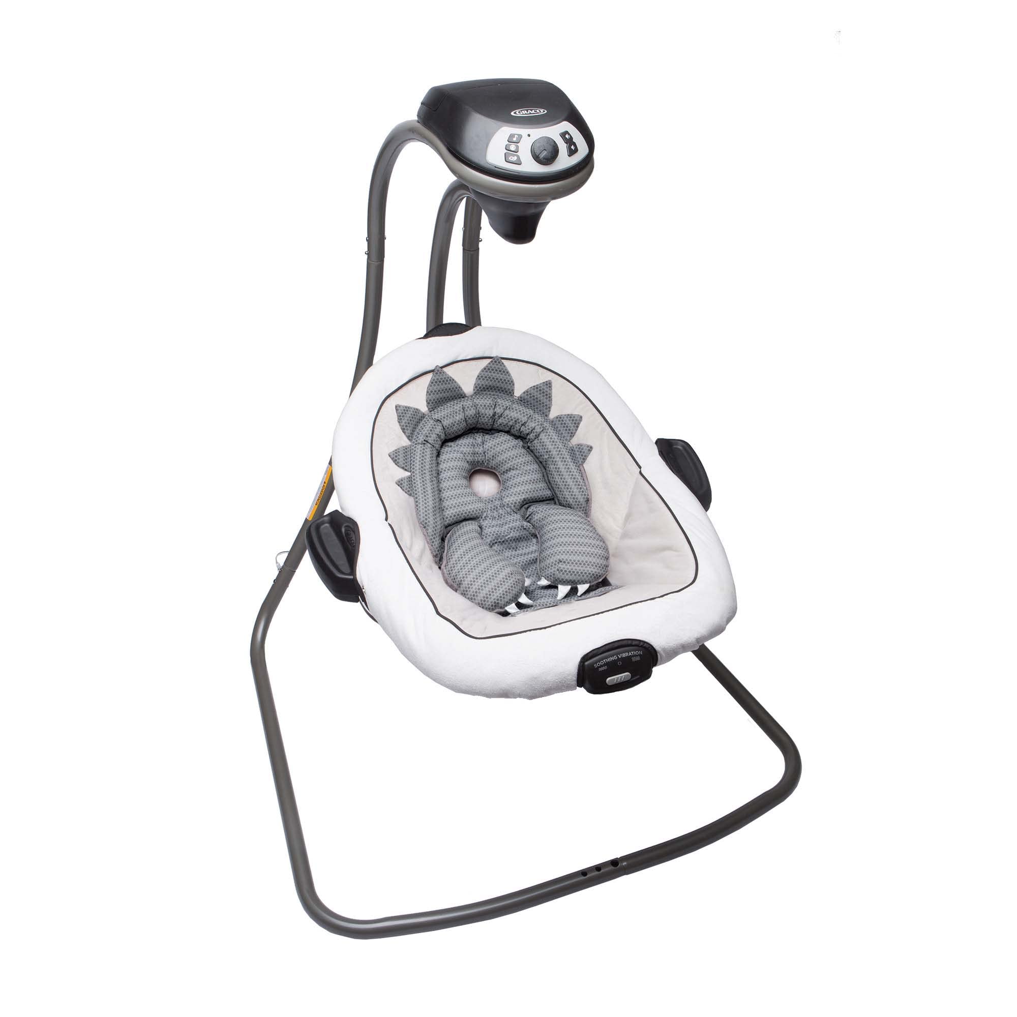 Boppy Preferred Head and Neck Support, Gray Dinosaur with Adorable Accents, Removable Neck Support, for 3- or 5-Point Harness Systems, for Strollers and Swings, 0+ Months.