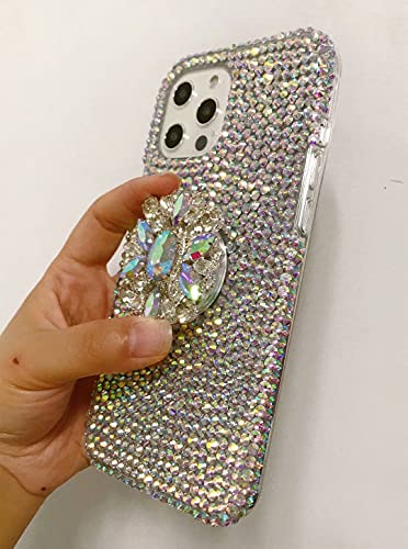 Max-ABC Compatible with Samsung Galaxy Note 10 Plus Glitter Case,3D Diamond Crystal Rhinestone Women Girls Rainbow Shiny Sparkle Bling Glitter Protective Phone Case Cover with Kickstand