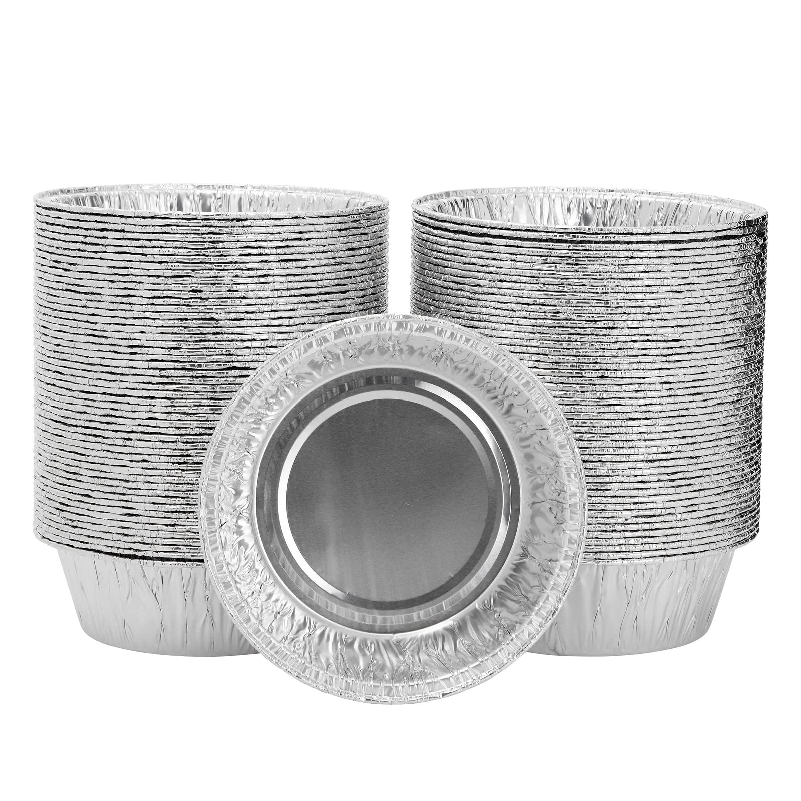 Juvale 100 Pack Mini Individual Pot Pie Pans, Round Disposable Aluminum Tins for Small Business, Catering, Baking, and Cafes (5 In)