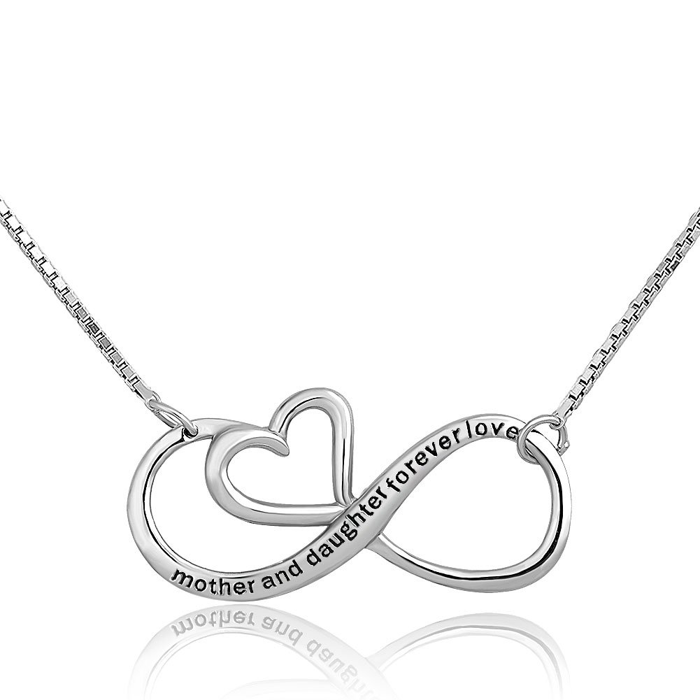 CharmSStory Mothers Day Mother Daughter Forever Love Infinity Sterling Silver Heart Necklace Pendant For Mom (Infinity 01) (Style 01)