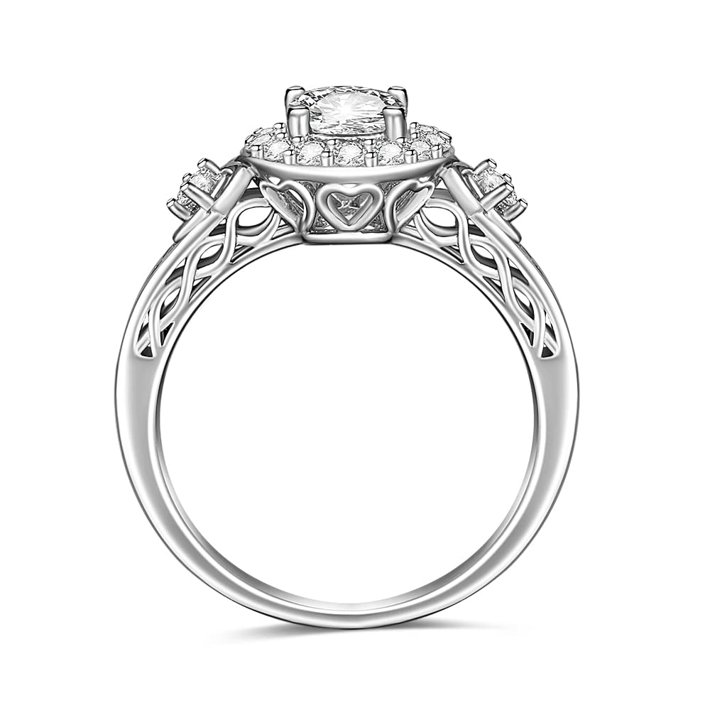 Celtic Knot ring Sterling Silver Cubic Zirconia Diamond Engagement Rings for Women Round Cut Celtic Infinity Wedding Promise Rings for Her Solitaire Anniversary Size 9