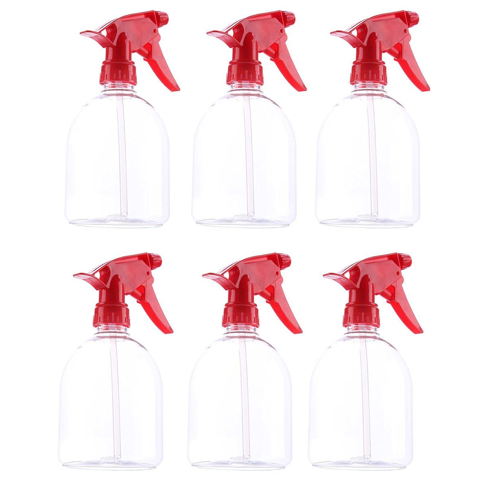 Juvale 6 Pack Empty Plastic Spray Bottles 16 oz – Bulk Red Squirt Water Sprayer for Hair, Cleaning Solutions, and Plants with Adjustable Nozzle and Misting Trigger