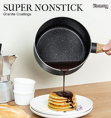 MICHELANGELO Saucepan with Lid, Nonstick 3 Quart Sauce Pan with Granite Coatings, Small Pot with Lid, Stone Sauce Pan 3 Quart, Sauce Pot