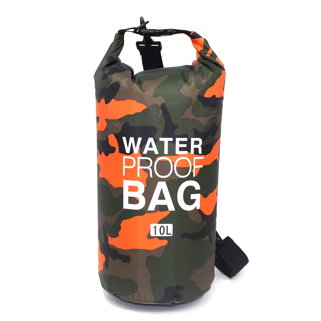 Cargo Women's Men's Waterproof Dry Bag, 10L Roll Top Lightweight Storage Bag Shoulder Backpack Dry Bag, Suitable for Beach, Camping, Kayaking, Surfing, Rafting, Boating, Swimming. (Orange)