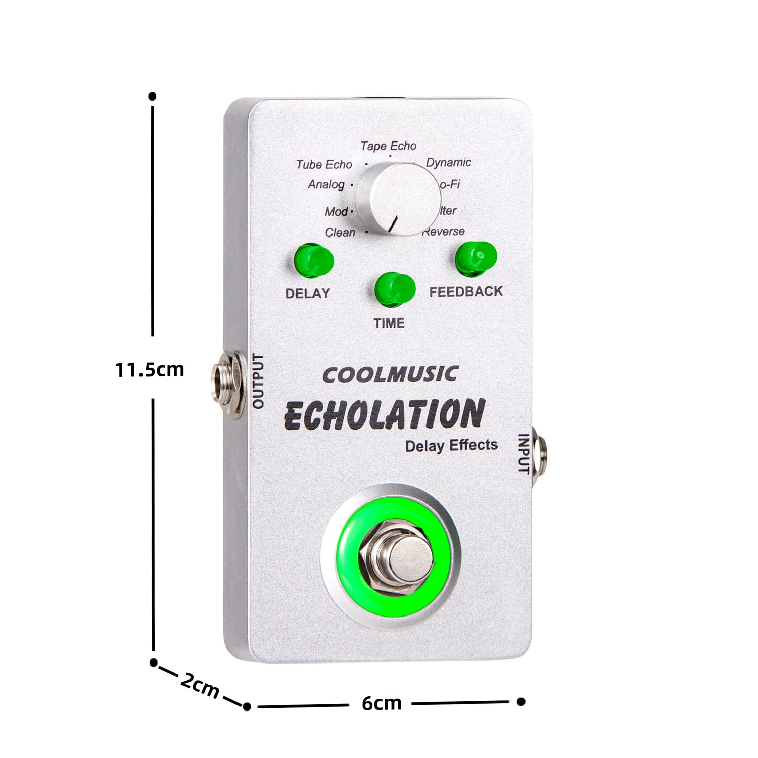COOLMUSIC A-DE01 Echolation Digital Delay Pedal with 9 EffectsâŚ