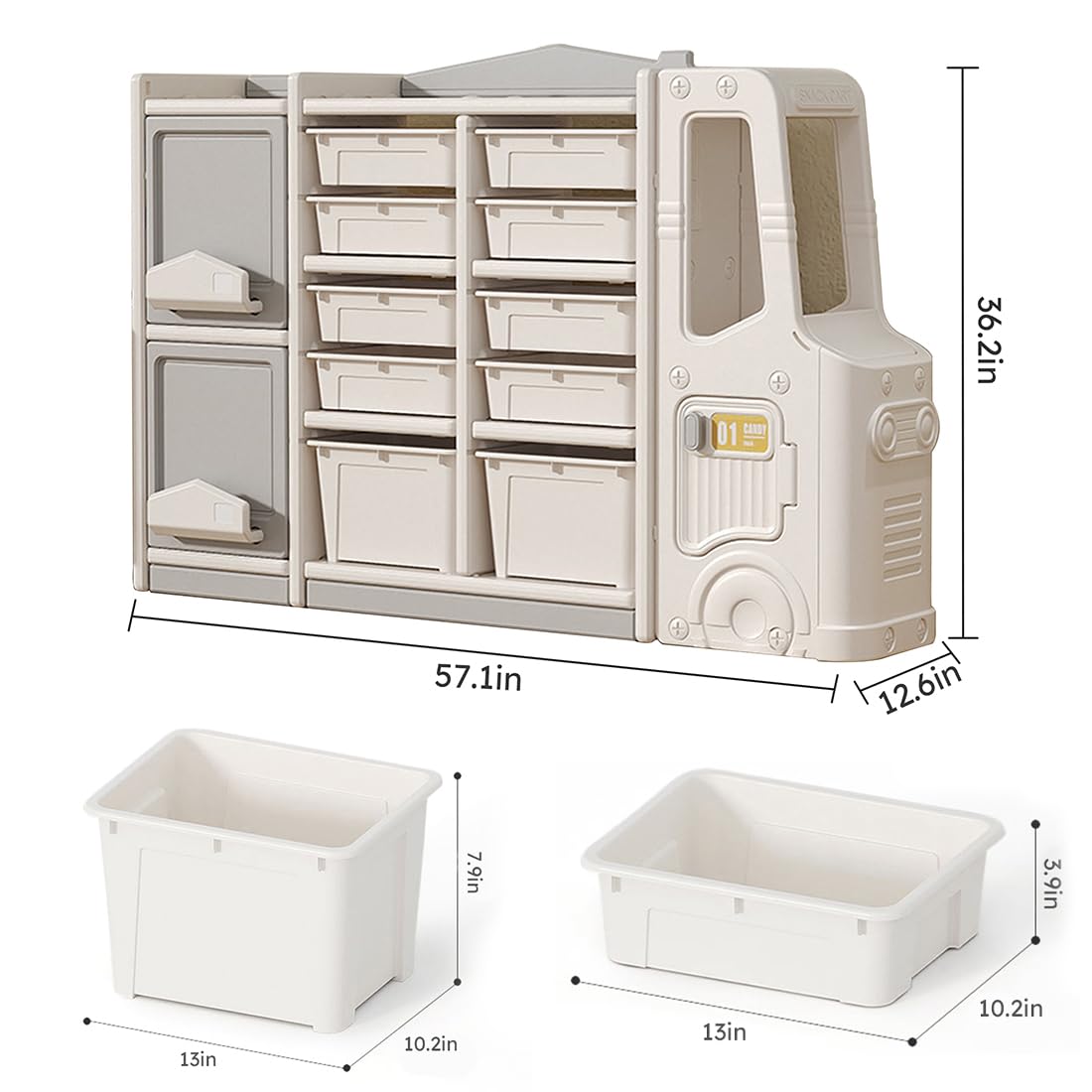 Legendstone Kids Toy Storage Organizer,Children Toys Storage Bins Toy Box for Nursery Playroom Bedroom(3 Cabinets and 10 Storage Bins)