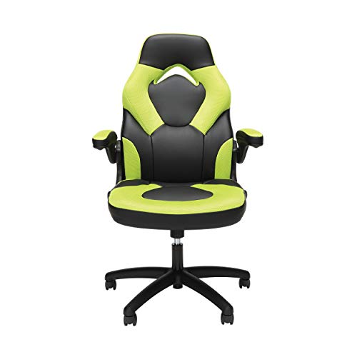 OFM Gaming Chair Ergonomic Racing Style PC Computer Desk Office Chair - 360 Swivel, Integrated Lumbar Support & Headrest, Adjustable Height, Recline Tilt Control, Flip-Up Arms, 275lb Max (2020 Green)