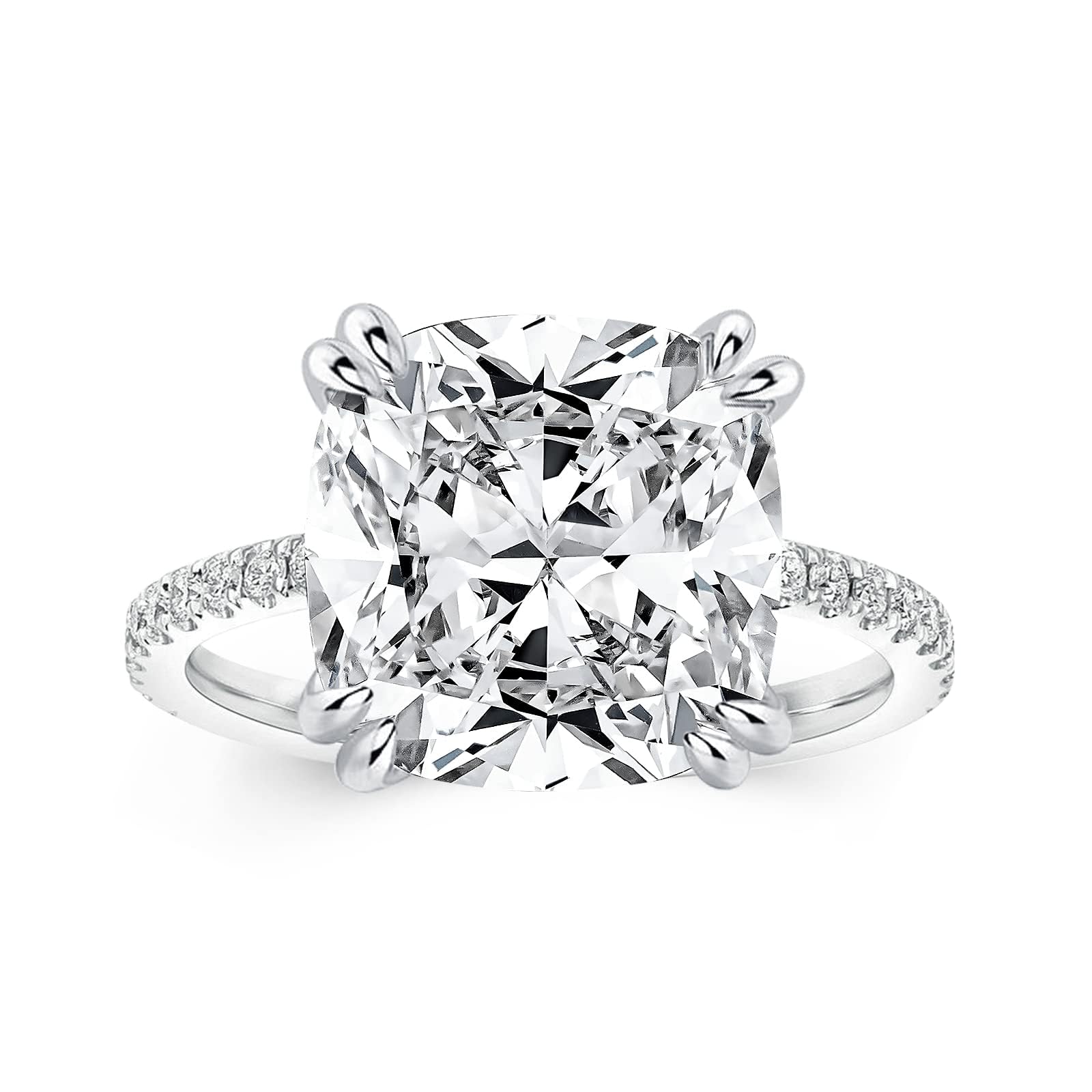 Effinny 4.5ct Square Crushed Ice Cushion Cut Engagement Ring for Women,Sterling Silver CZ Simulated Diamond Promise Ring (9)