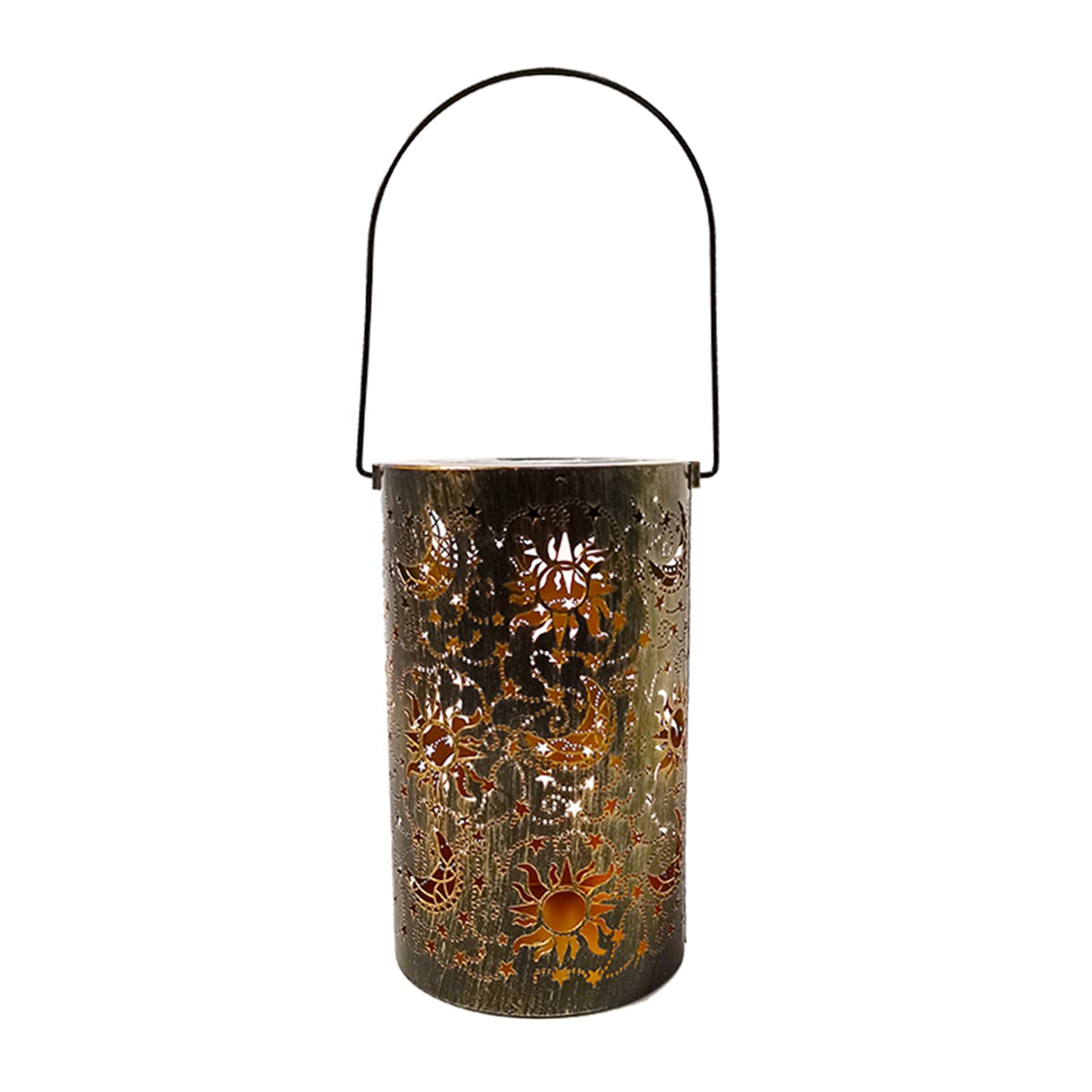Ruiqas Solar Light Energy Saving Lamp Indoor Outdoor Hollow- Out Leaves Bucket Light Waterproof Lamp for Patio Garden Home Decoration