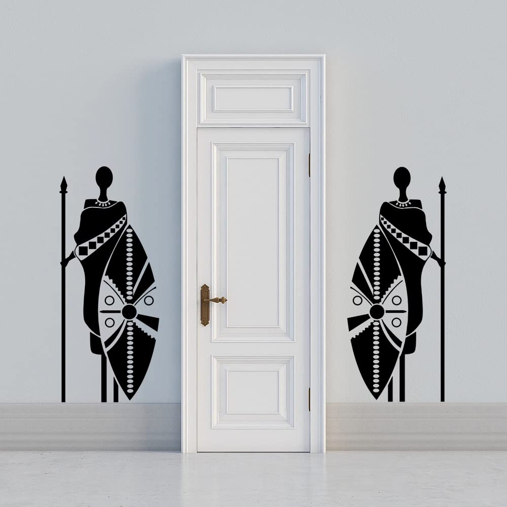 Karomenic Two African Woman Guard Art Removable Wall Stickers for Living Room Kids Bedroom Home Decor Vinly Waterproof Decals