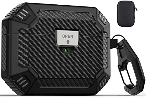 Maxjoy for AirPods Pro 2nd Generation Case Cover, AirPods Pro 2 Protective Case 2022 with Lock Pro2 Military Hard Rugged Shockproof Cover with Keychain Compatible with Apple Airpods Pro 2, Black