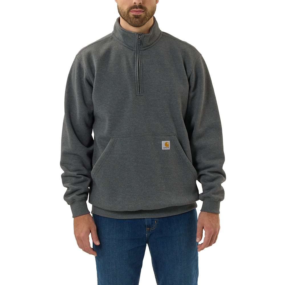 Carhartt Men's Loose Fit Midweight Quarter-Zip Mock-Neck Sweatshirt, Carbon Heather, X-Large