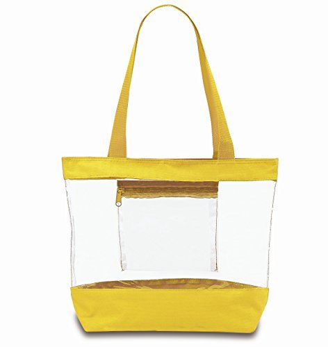 Clear Tote Bag With Zipper and Interior Pocket Clear Purse Medium Size (Yellow)