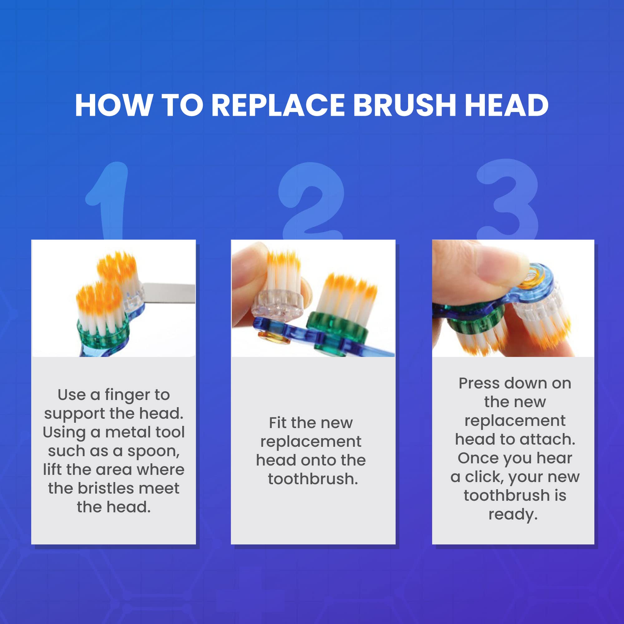 Efons Non-Electric Spin Toothbrush Replacement Head Refill | 2 Size 6 Count | Compatible with Efons Toothbrushes for Human & Pet | Soft Toothbrush for Sensitive Gums | Beige & SkyBlue
