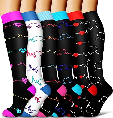 COOLOVER Copper Compression Socks for Women and Men(6 Pairs)-Best Support for Running, Athletic, Nursing, Travel