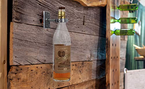Lily's Home Bar Wall Mount Single Wine Bottle Display Holder, Industrial Design with Mounting Hardware, Works with Wine or Liquor Bottles, Silver Finish (4-1/2β x 1-3/8β x 2-3/4β)