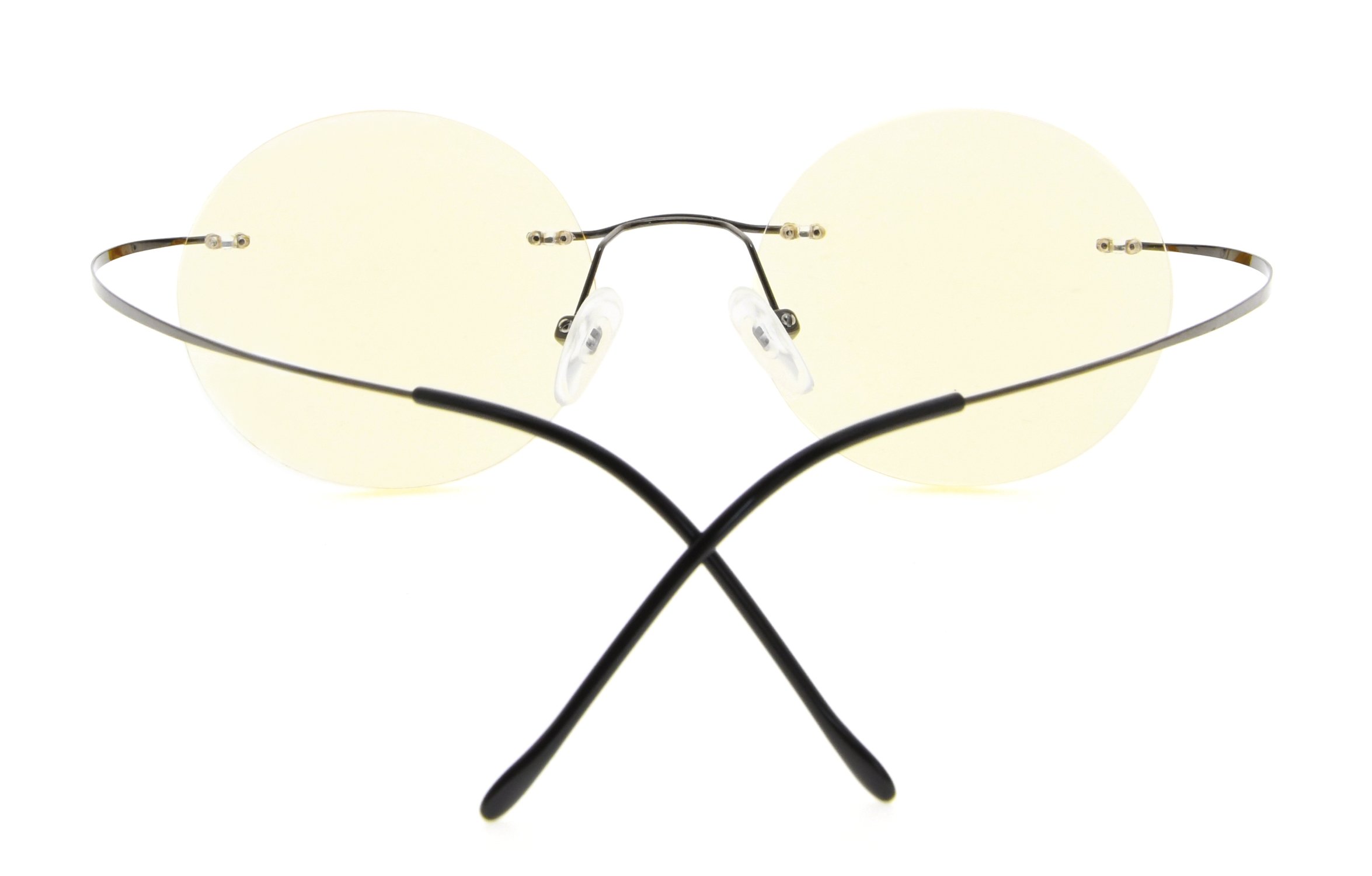 CessBlu Rimless Anti Blue Ray Titanium Round Computer Glasses Women Men Reading Eyeglass(Gunmetal) +2.0