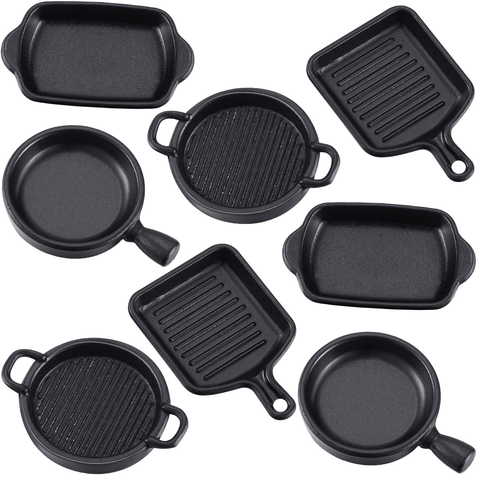Skylety 8 Pcs Dollhouse Kitchen Accessories Dollhouse Metal Miniature Pots and Pans Mini Kitchen Stovetop Cookware Dollhouse Christmas Role Play Party Decoration Supplies