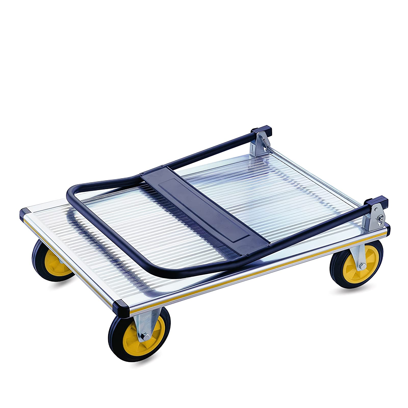Folding Hand Truck Folding Platform Truck Aluminum Alloy Hand Cart with Wheels and Foldable Handle Push Trolley for Luggage Parcel Tools Moving Portable Dolly for Moving (Size : 74 * 48)