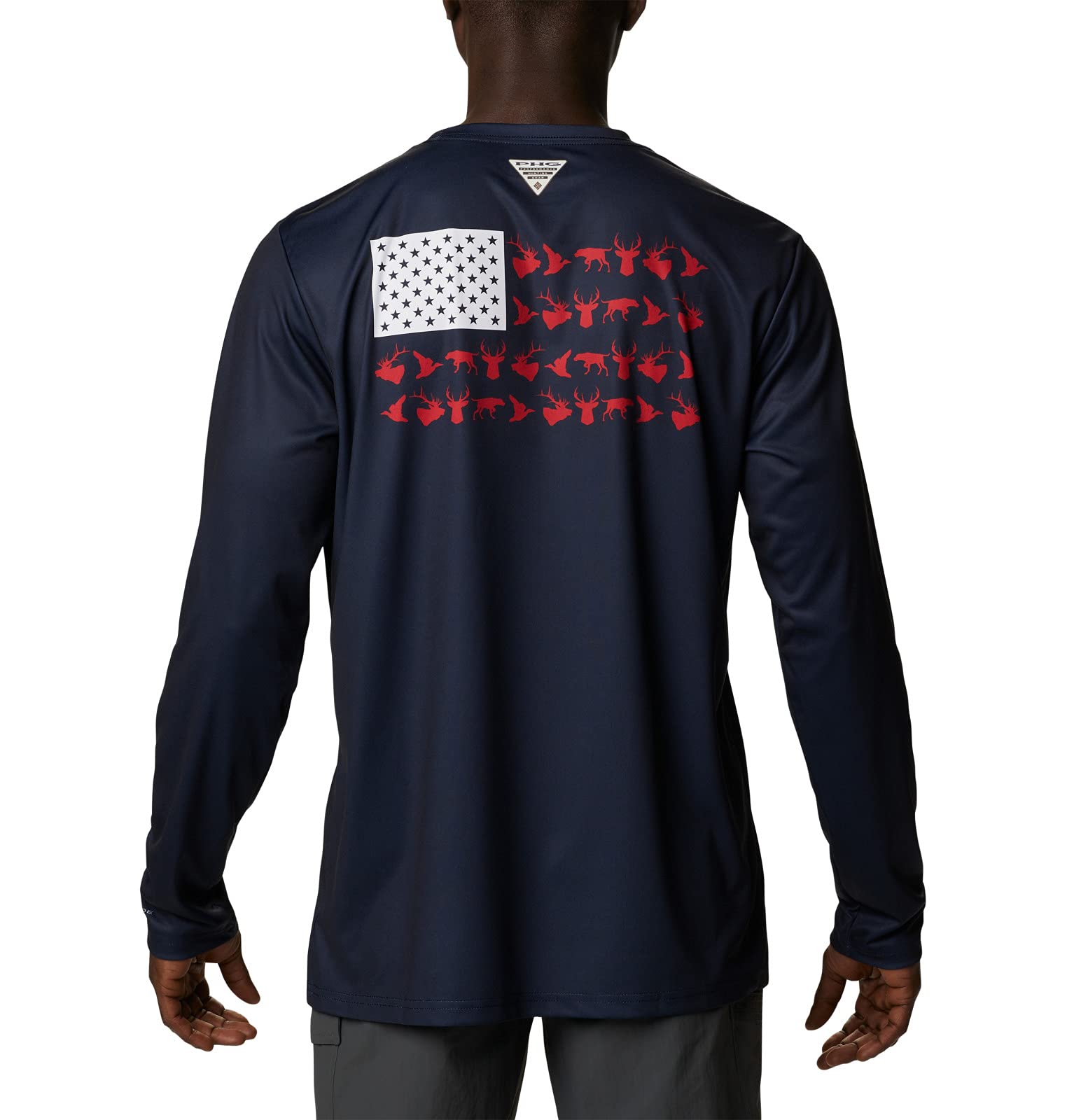 Columbia Men's Big & Tall PHG Terminal Shot LS, Collegiate Navy/White Game Flag, 3X B&T